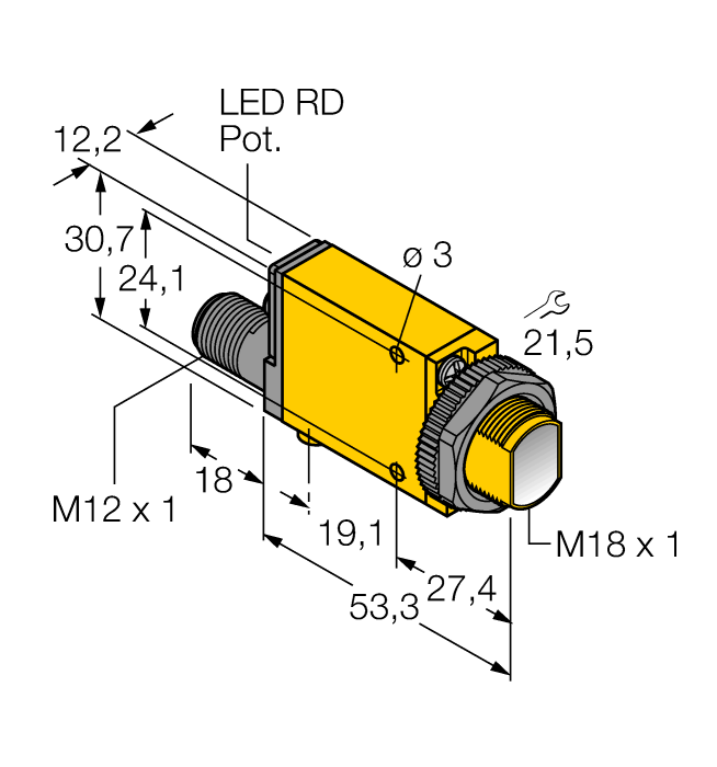 Sensor fotoelétrico - Sensor retrorrefletivo com filtro polarizado